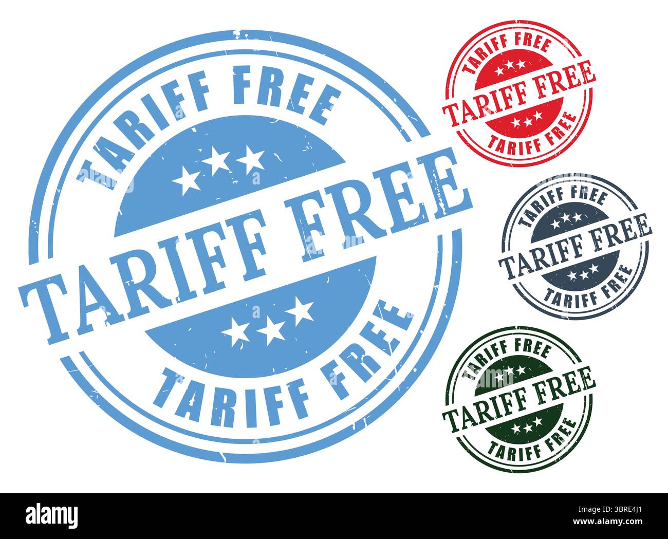 A Duty-Free Stamp Vector Set, Tariff Exempt Grunge Rubber Label ...