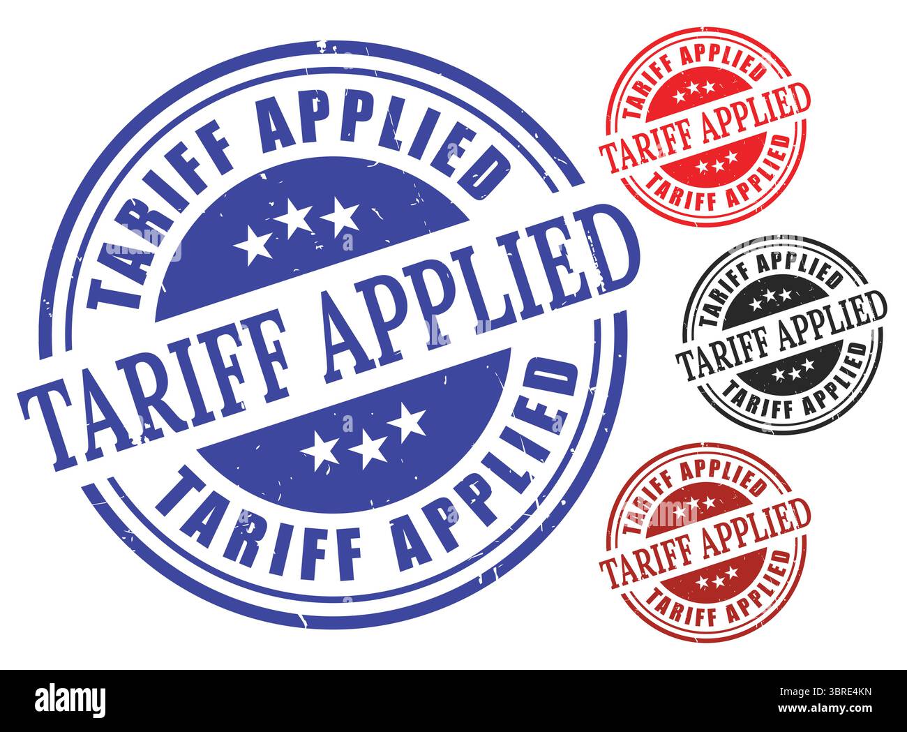 A Import Tax Stamp Vector Set, Tariff Applied Grunge Label Collection ...