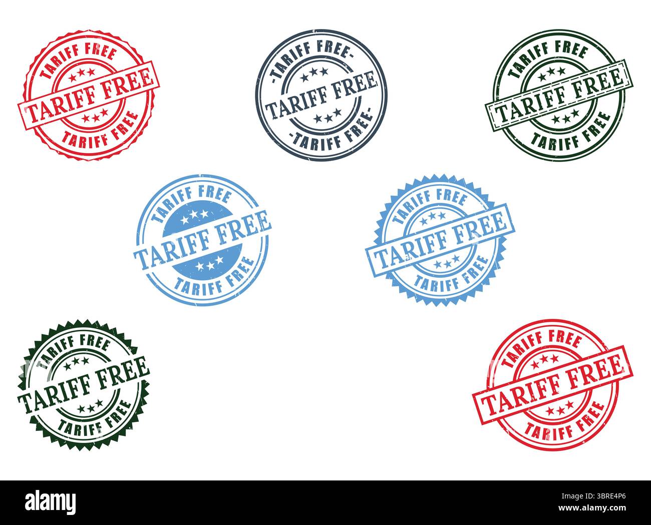 A Extensive Tariff Free Stamp Collection, Vector Set of Duty-Free Trade ...