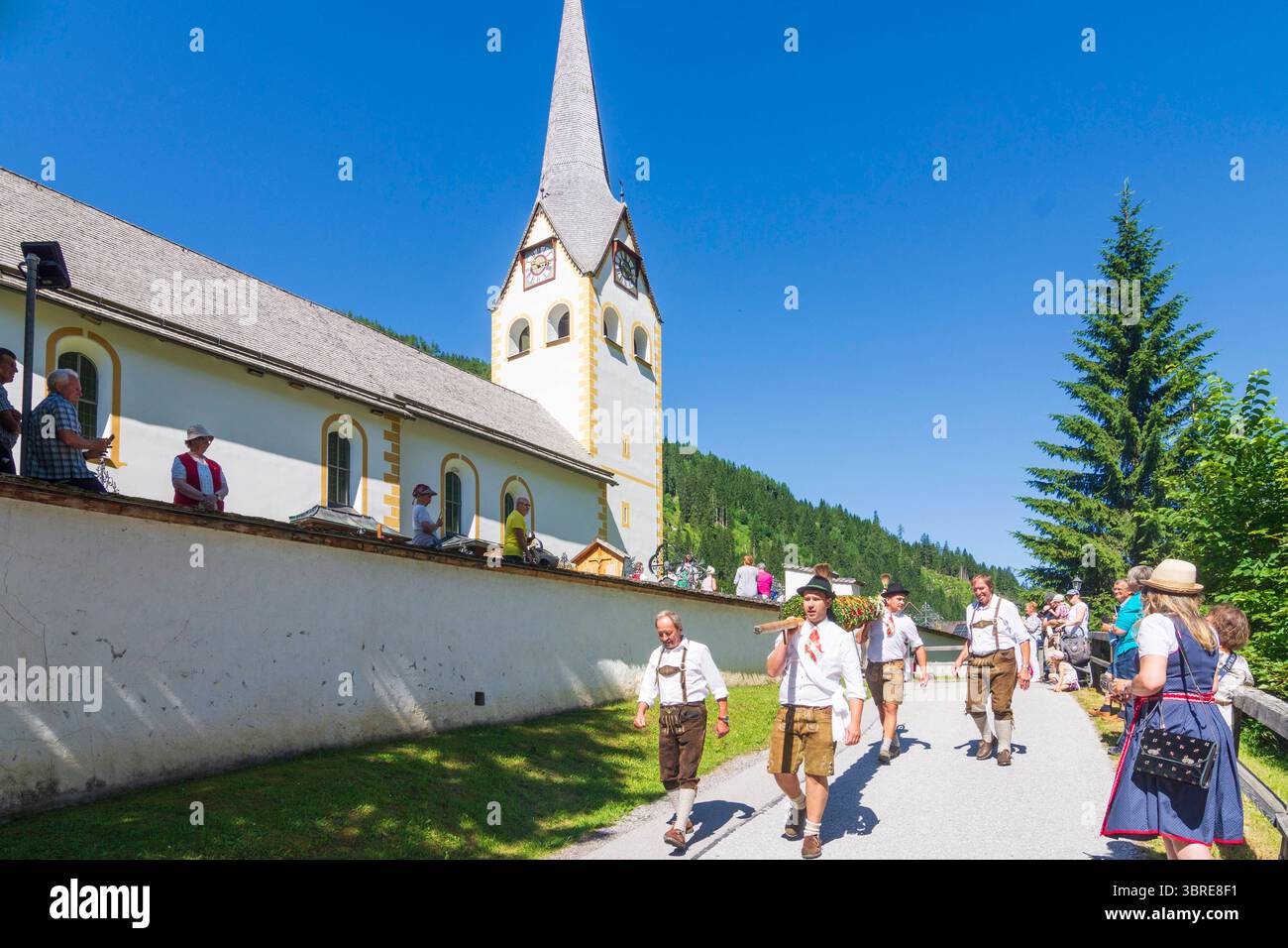 church Muhr, procession with Prangstange Prangerstange pillory pole ...
