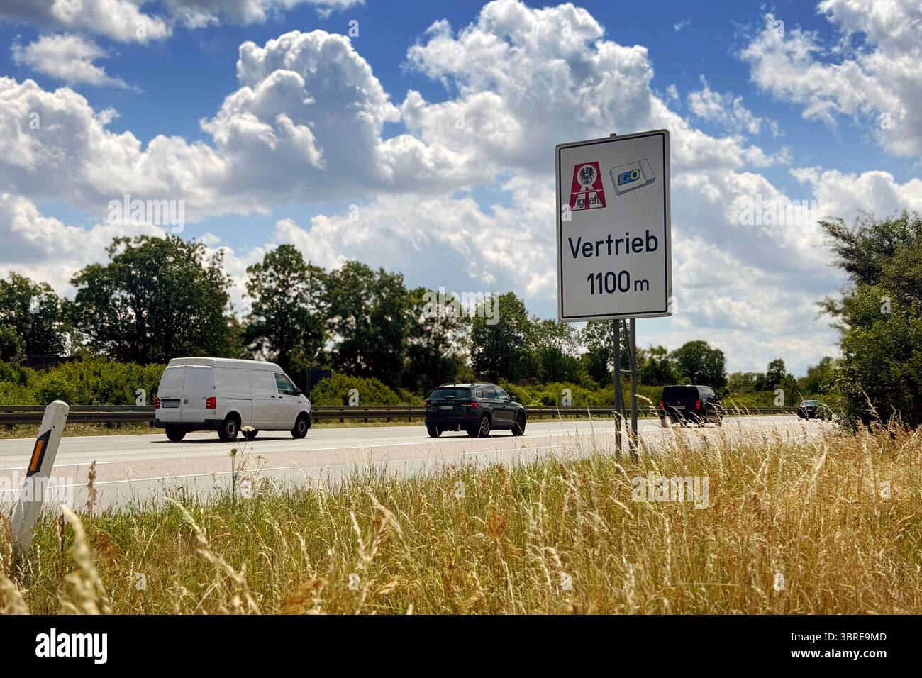 Aschheim, Deutschland. 12th July, 2025. Sign for the Austrian toll ...