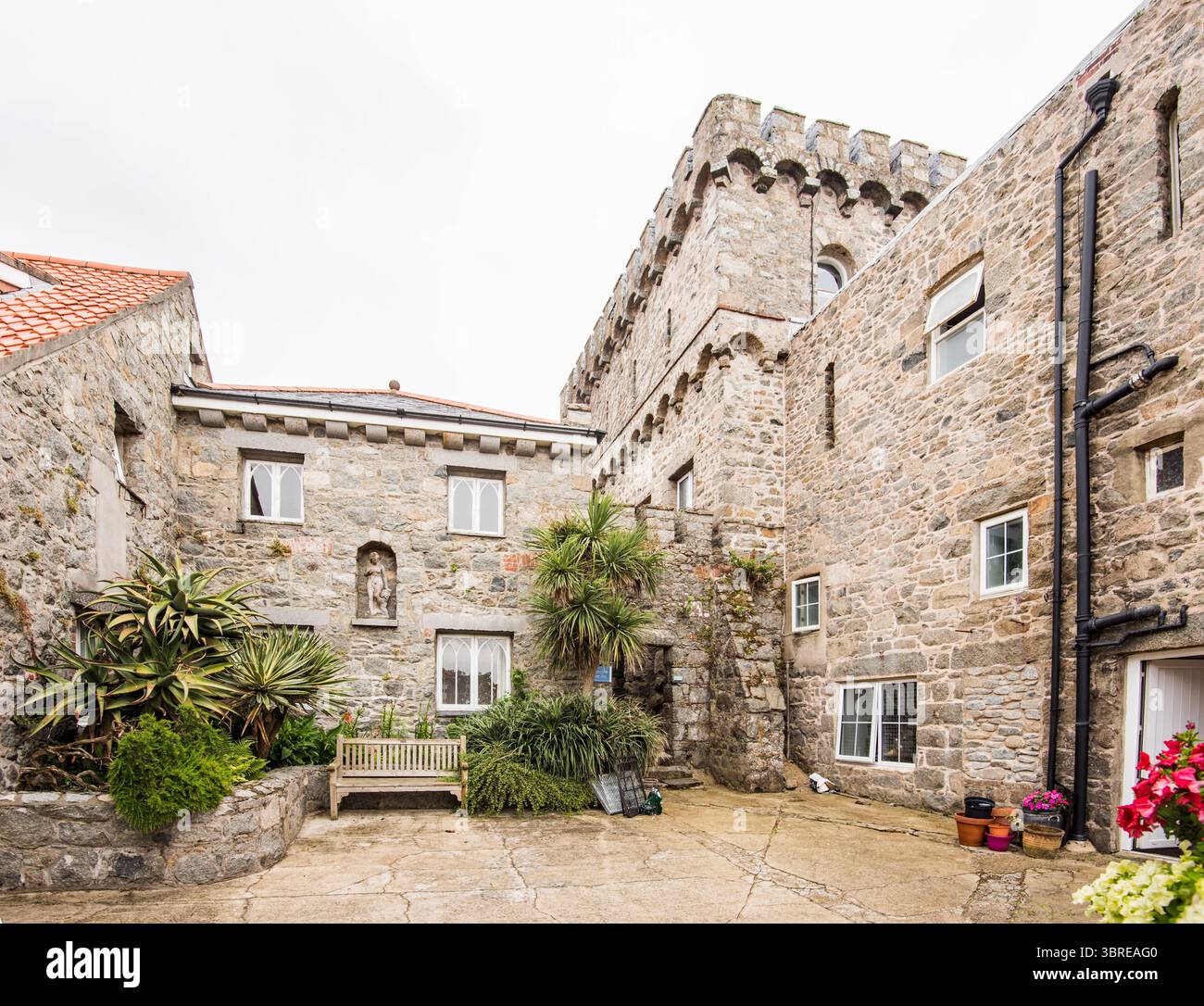 The castellatd building known as 'The Manor' on Herm,Channel islands ...