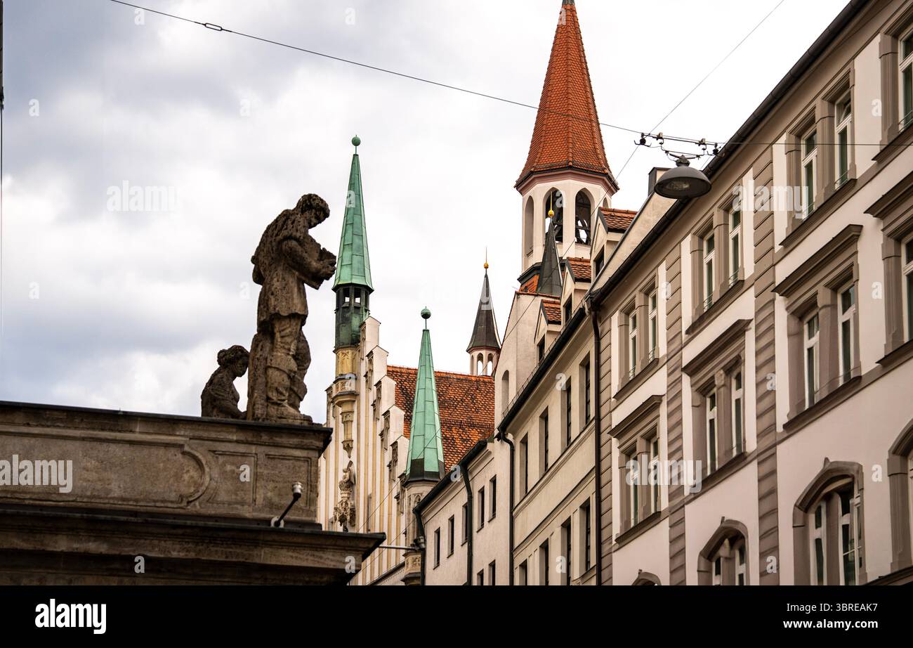Historic Toy Museum In Munich Near Marienplatz: Old Tower With Red Roof ...
