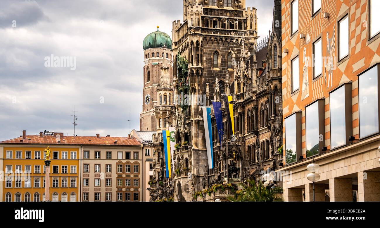 Iconic New Town Hall Tower In Munich With Ornate Gothic Architecture ...