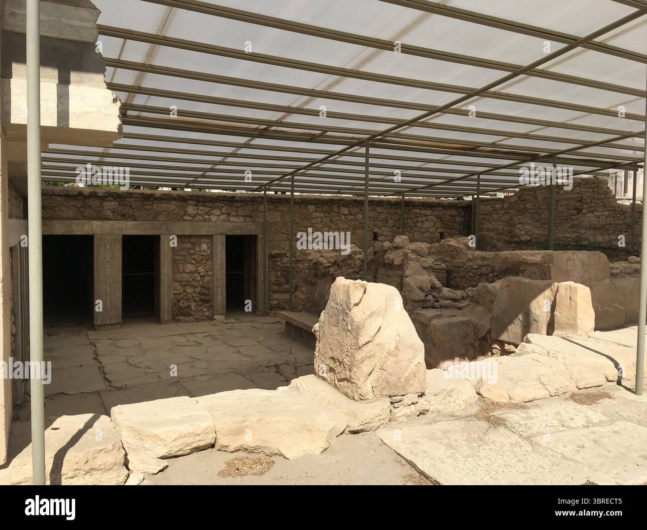 The Minoan Palace of Knossos near Heraklion, featuring restored red ...