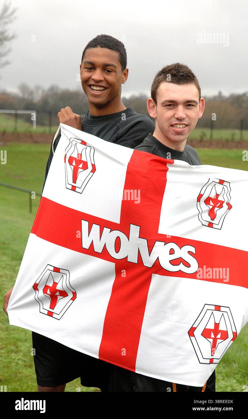 Flying the Wolves flag for England are Wolves teenagers Mark Little and ...