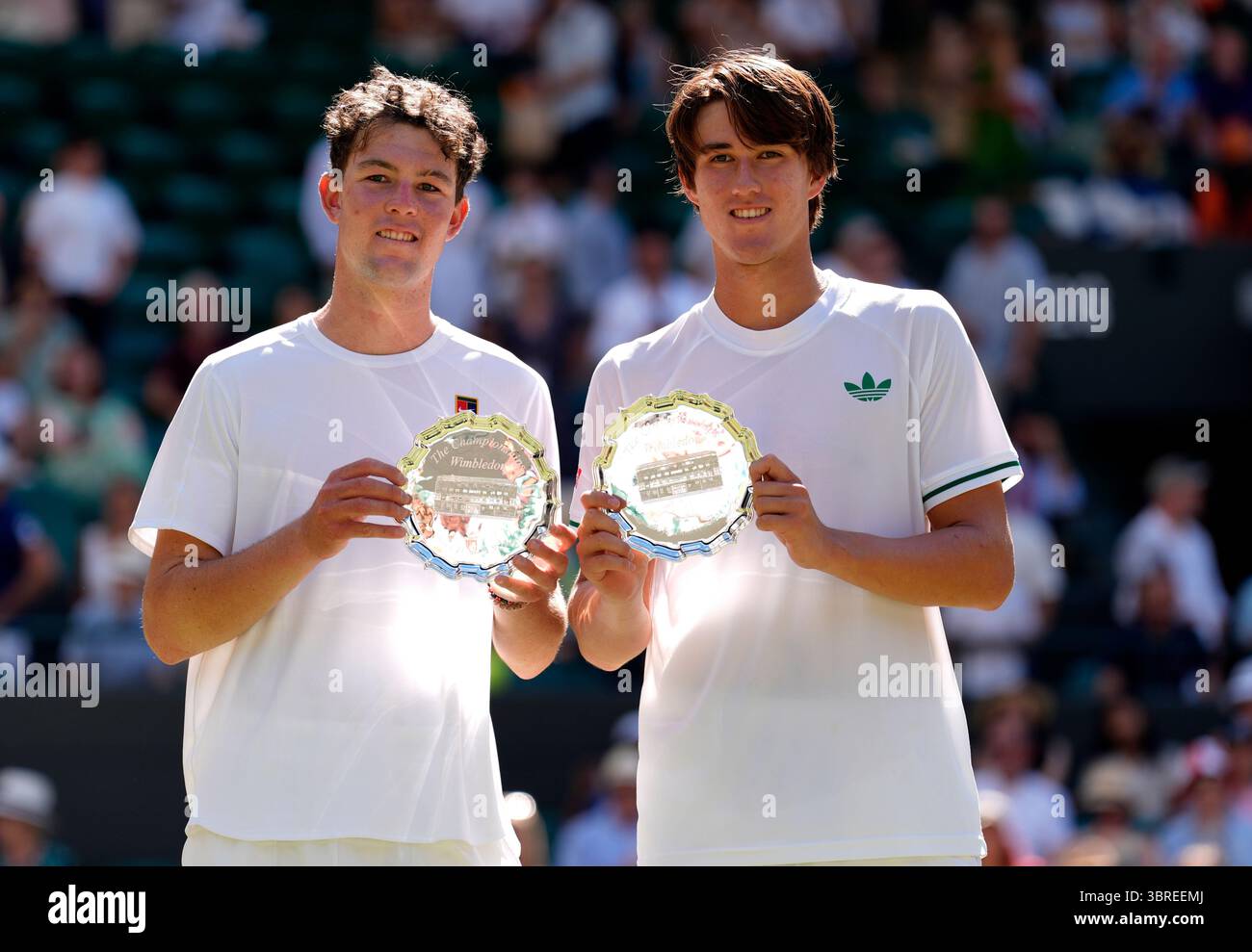 Oliver Bonding (right) and Jagger Leach with their runner up trophies ...