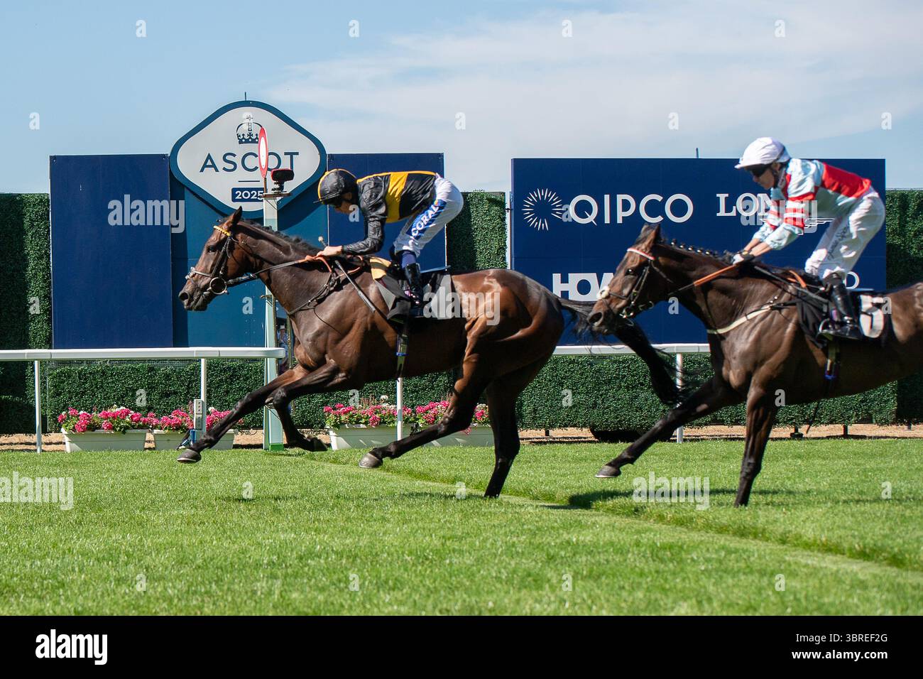 Ascot, Berkshire, UK. 12th July, 2025. Horse MOUNT ATLAS ridden by ...