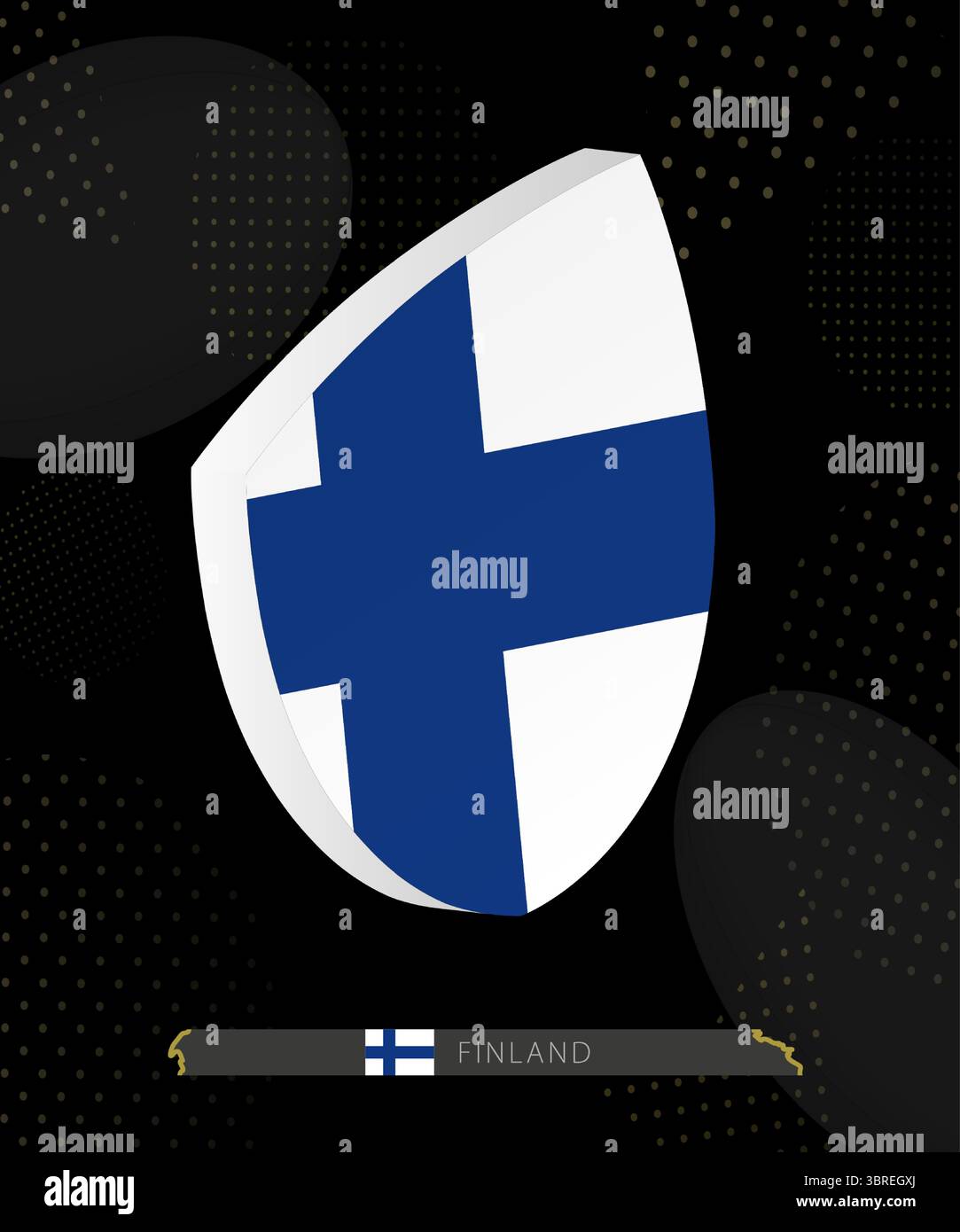 Finland Flag Shield icon in 3D on Dark Modern Abstract Rugby Background ...