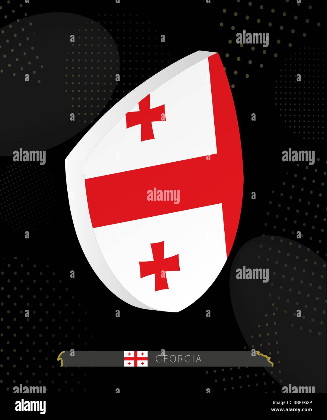 Georgia Flag Shield icon in 3D on Dark Modern Abstract Rugby Background ...