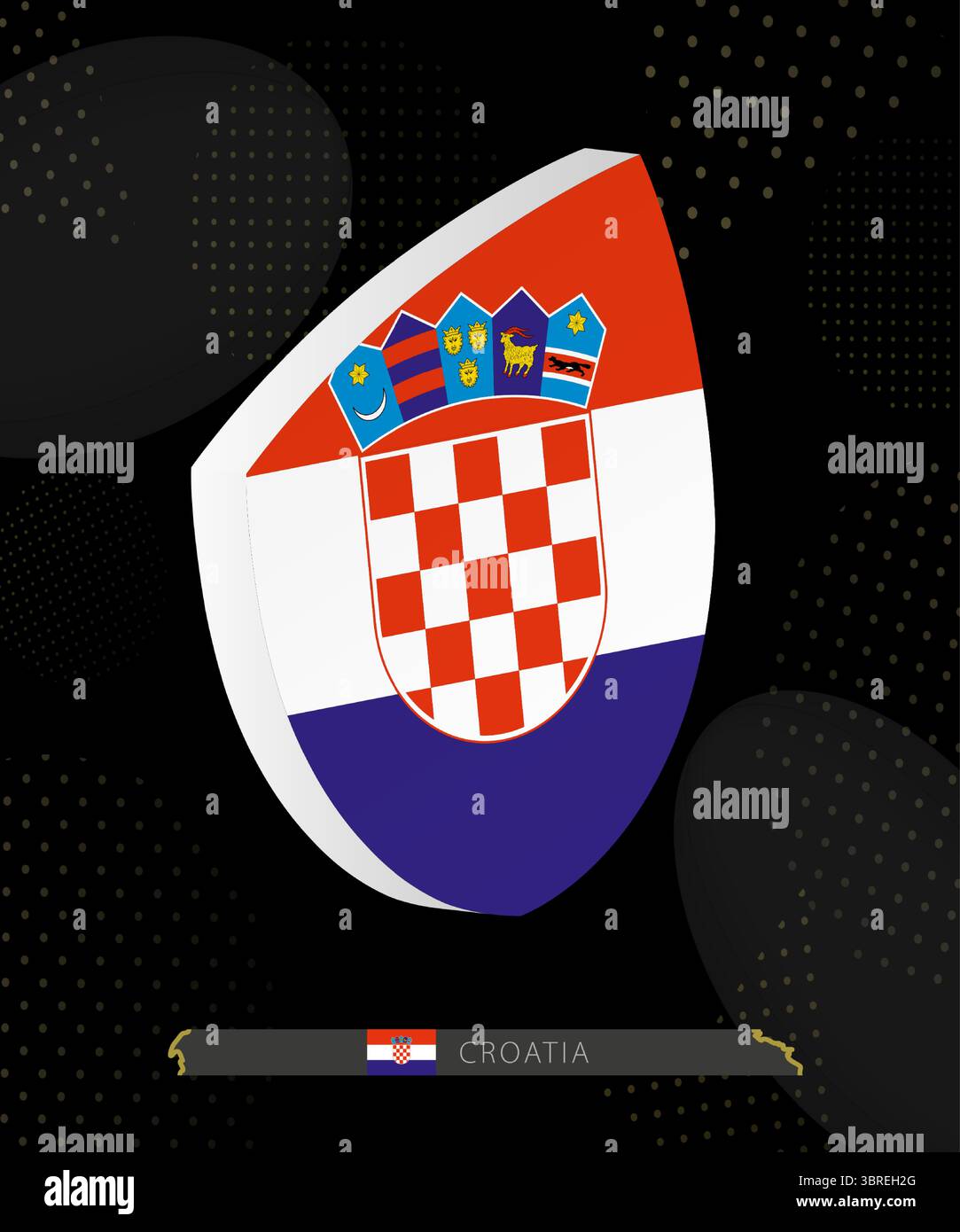 Croatia Flag Shield icon in 3D on Dark Modern Abstract Rugby Background ...