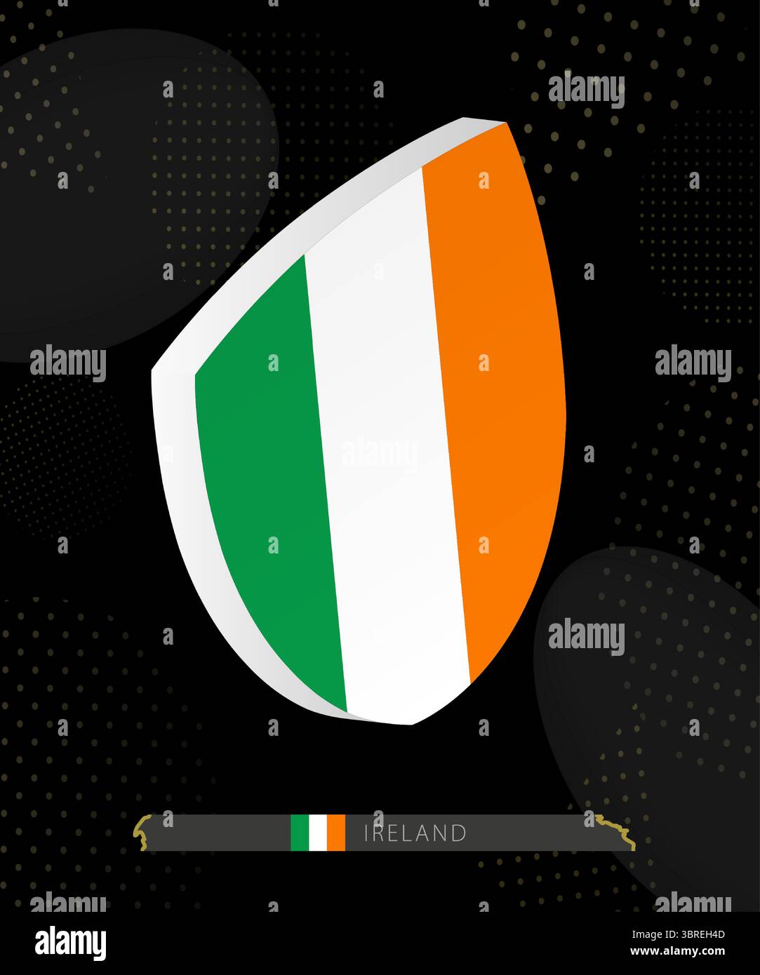 Ireland Flag Shield icon in 3D on Dark Modern Abstract Rugby Background ...
