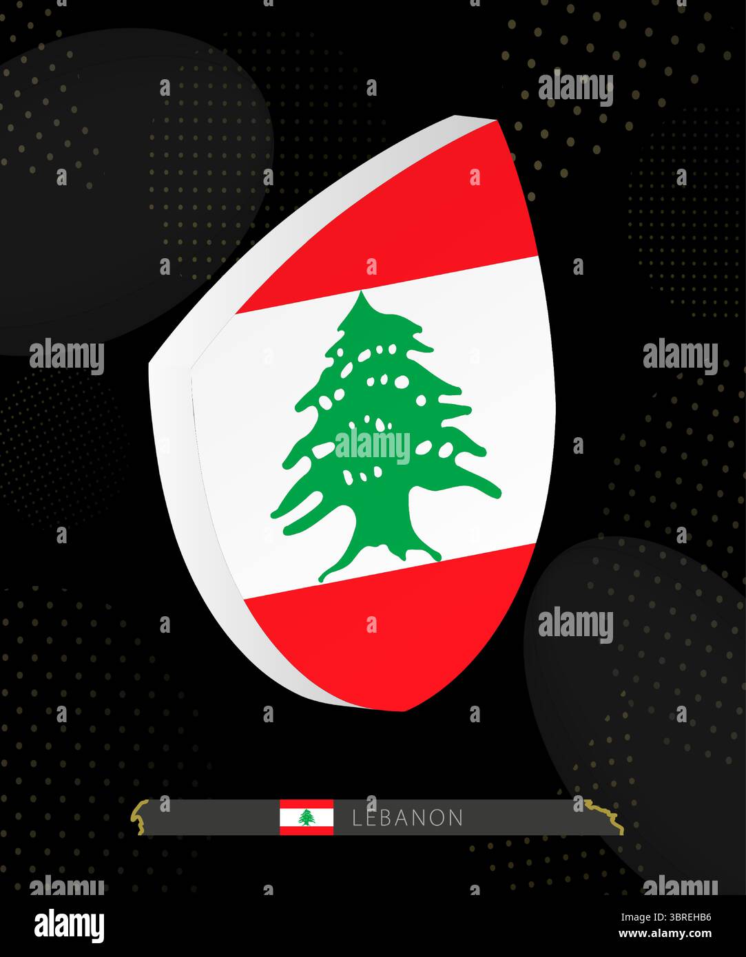 Lebanon Flag Shield icon in 3D on Dark Modern Abstract Rugby Background ...