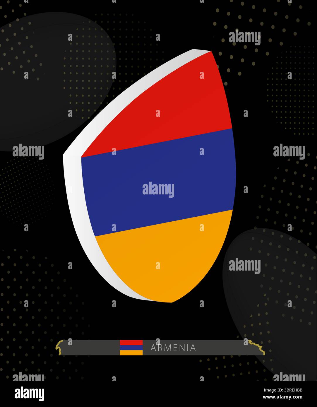 Armenia Flag Shield icon in 3D on Dark Modern Abstract Rugby Background ...