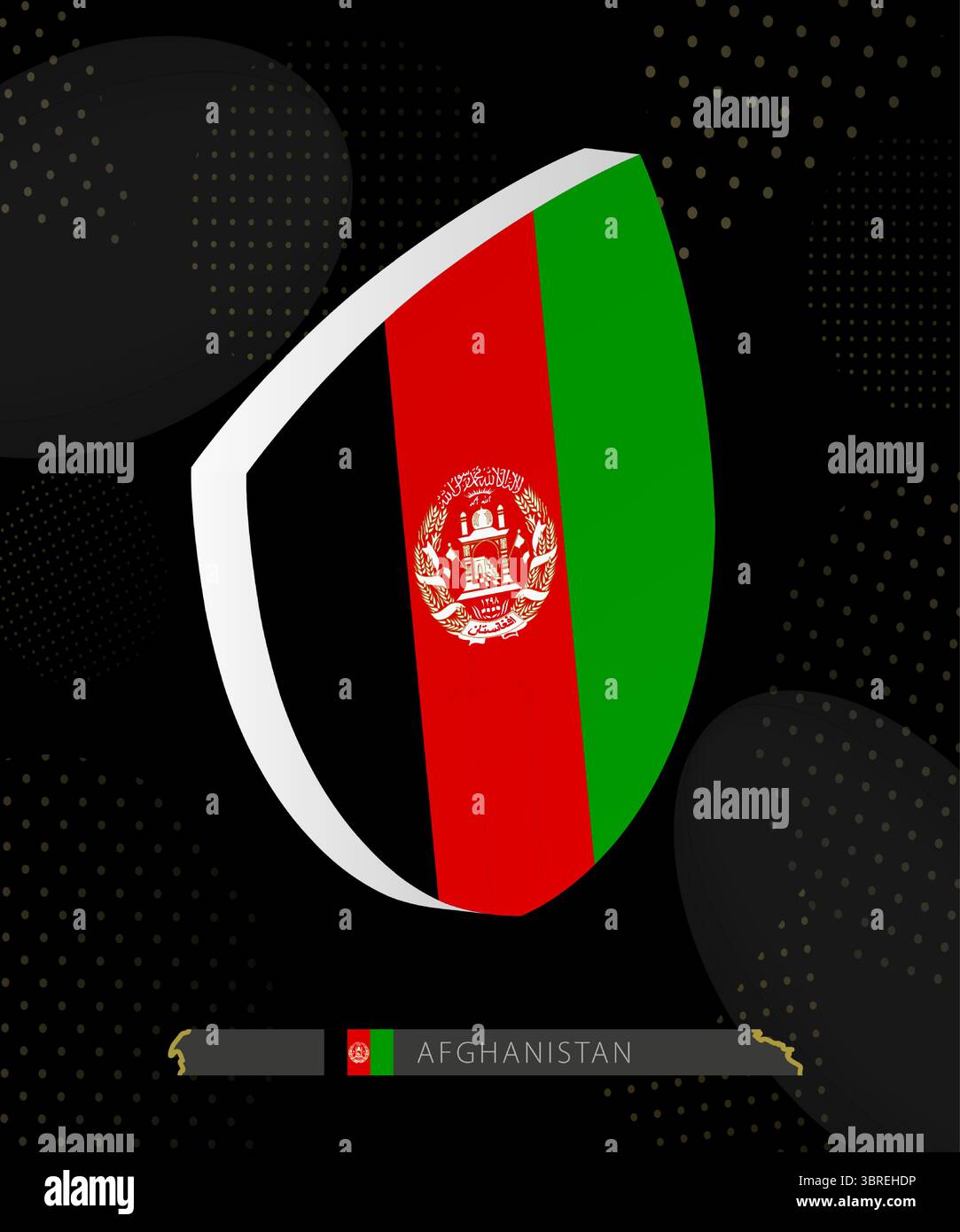 Afghanistan Flag Shield icon in 3D on Dark Modern Abstract Rugby ...