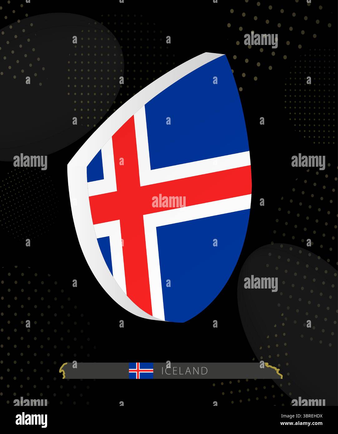 Iceland Flag Shield icon in 3D on Dark Modern Abstract Rugby Background ...