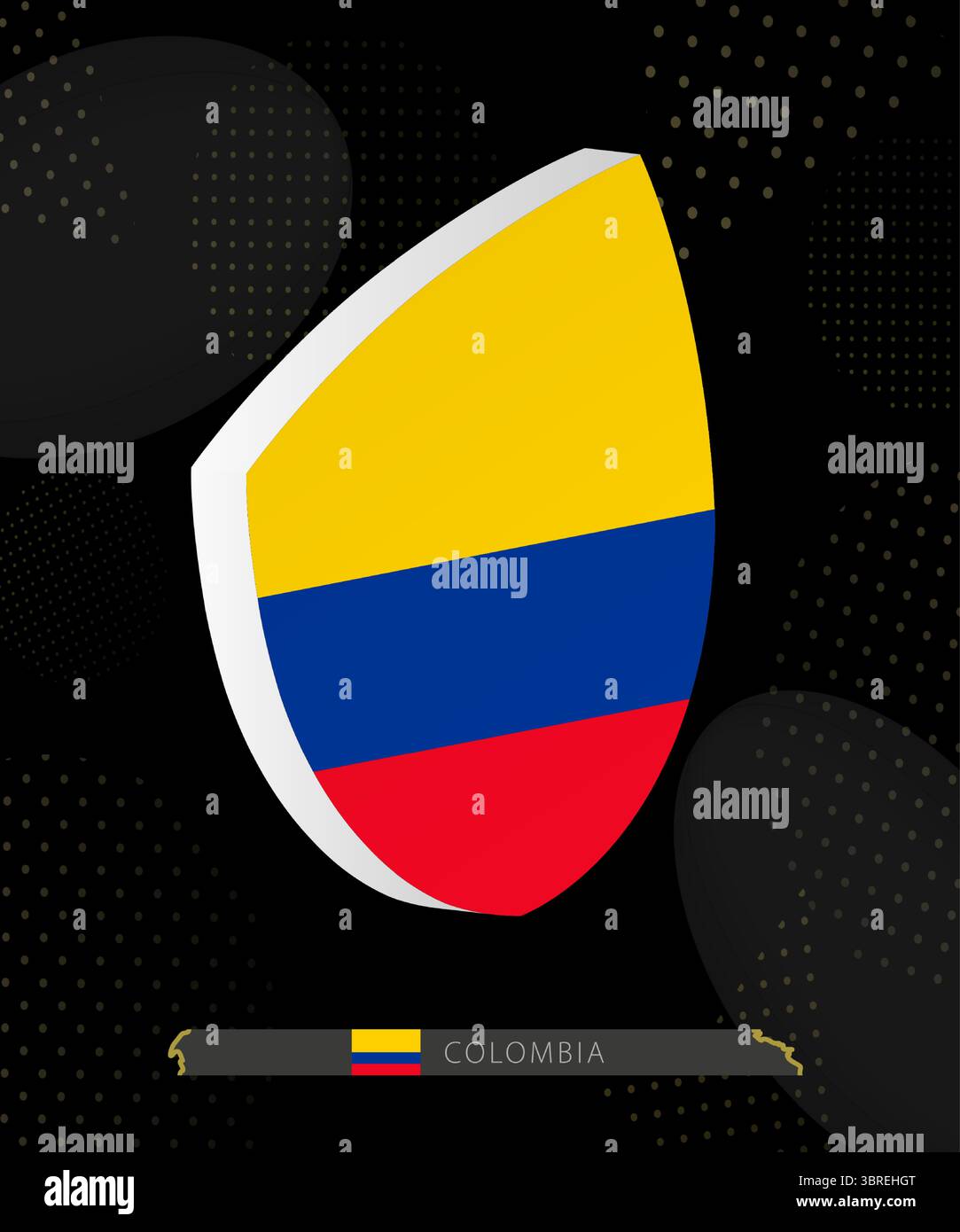 Colombia Flag Shield icon in 3D on Dark Modern Abstract Rugby ...