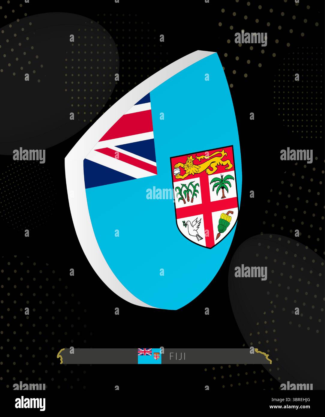 Fiji Flag Shield icon in 3D on Dark Modern Abstract Rugby Background ...