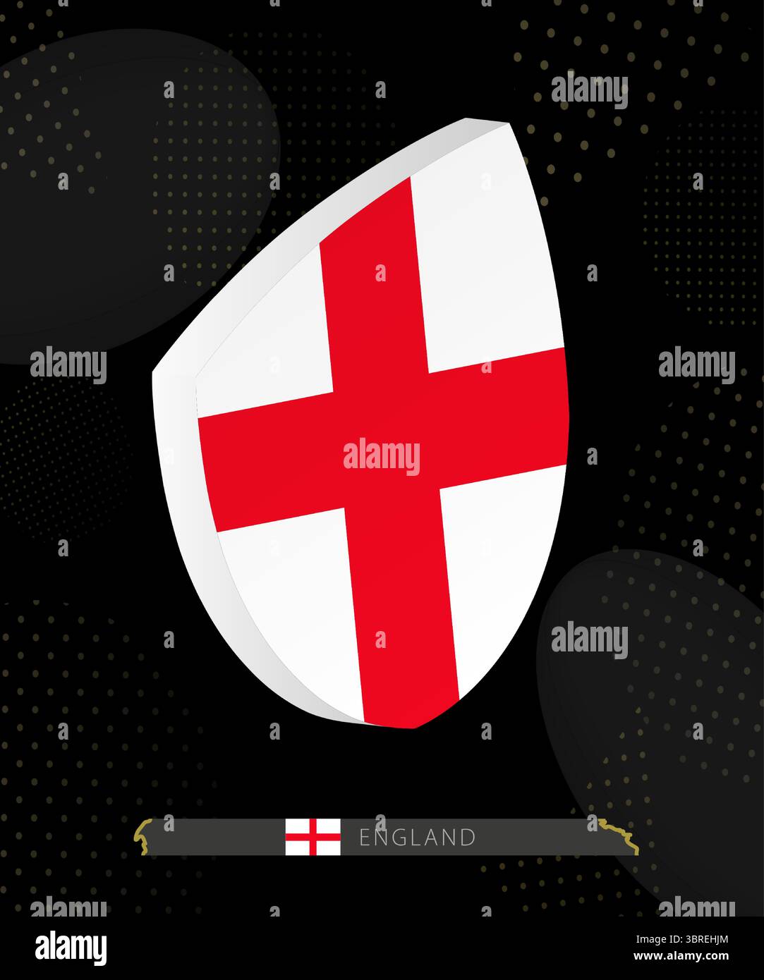England Flag Shield icon in 3D on Dark Modern Abstract Rugby Background ...
