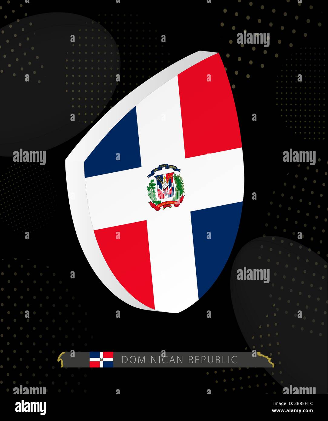 Dominican Republic Flag Shield icon in 3D on Dark Modern Abstract Rugby ...