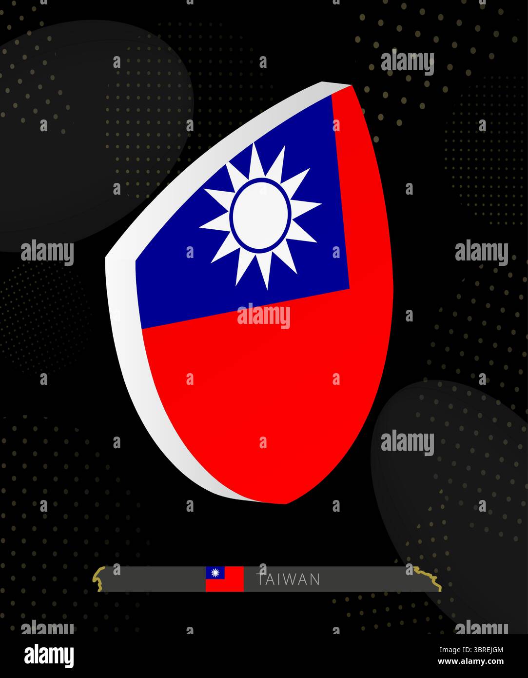 Taiwan Flag Shield icon in 3D on Dark Modern Abstract Rugby Background ...