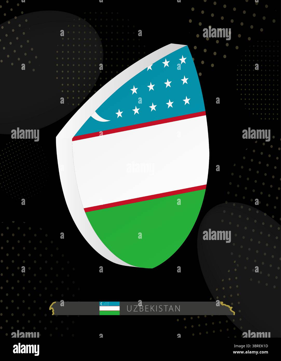 Uzbekistan Flag Shield icon in 3D on Dark Modern Abstract Rugby ...