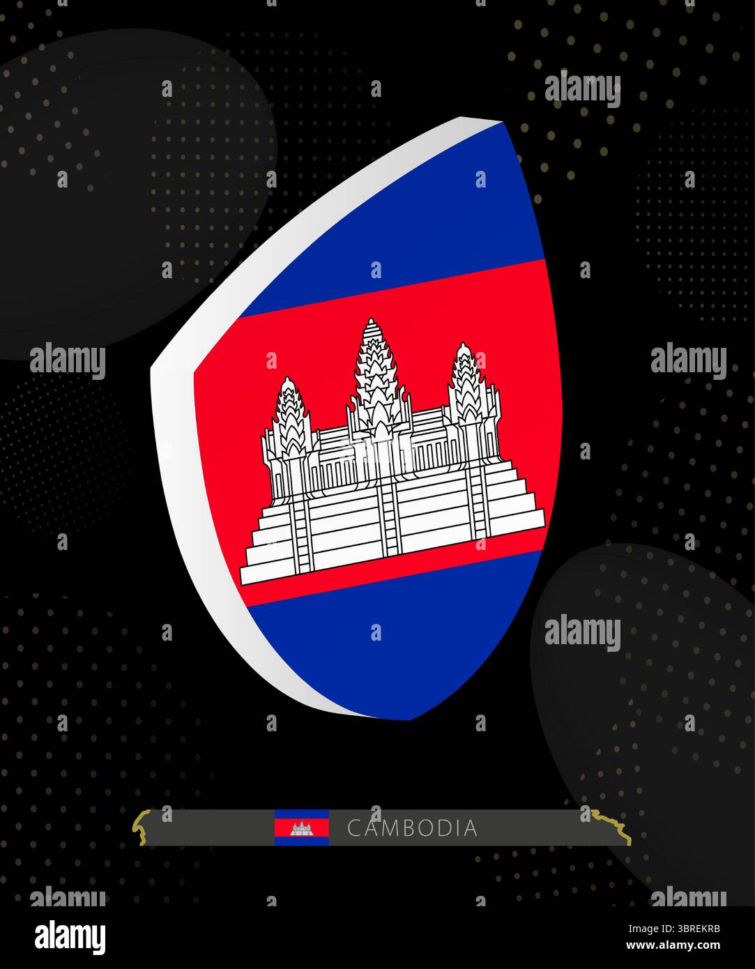 Cambodia Flag Shield icon in 3D on Dark Modern Abstract Rugby ...