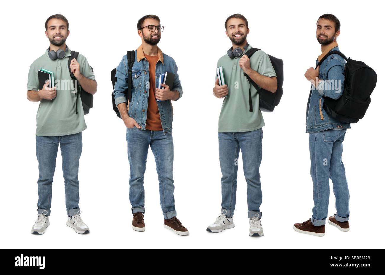 Happy young student on white background, collage Stock Photo - Alamy