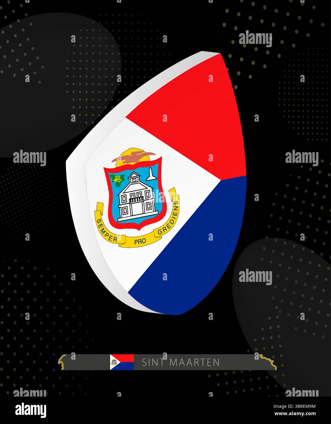 Sint Maarten Flag Shield icon in 3D on Dark Modern Abstract Rugby ...
