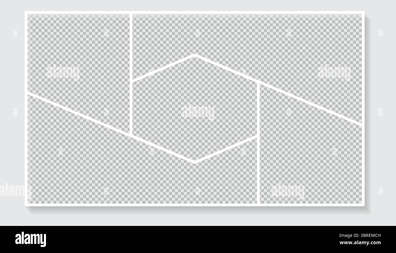 Photo Collage Hexagon Frame Effect Mockup. Template for branding ...