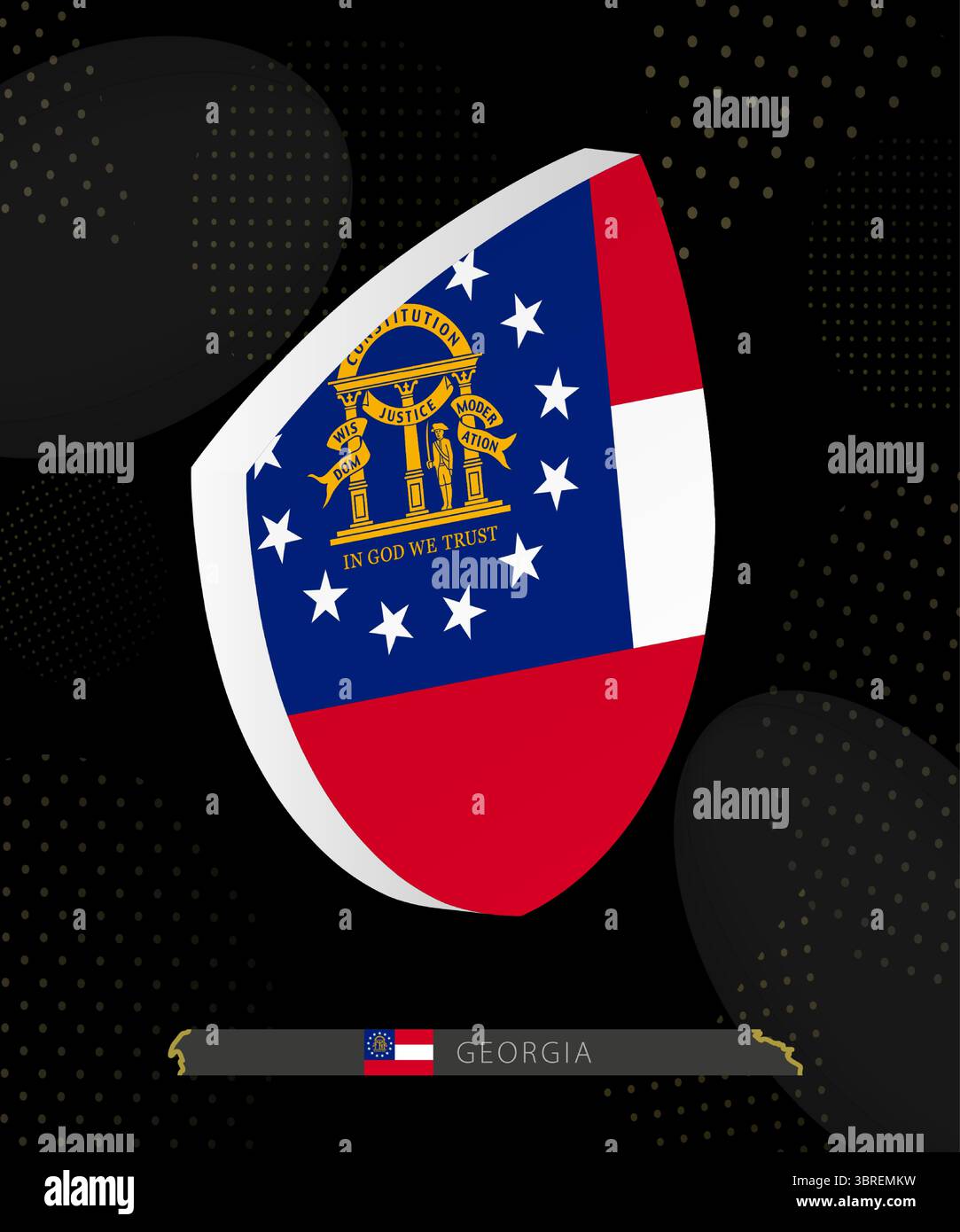 Georgia Flag Shield icon in 3D on Dark Modern Abstract Rugby Background ...