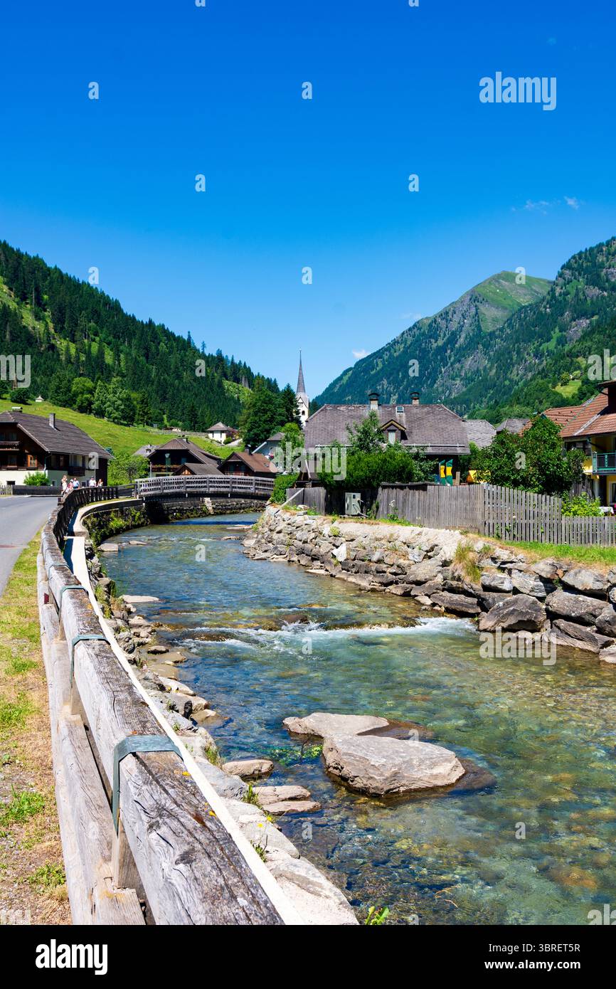 Muhr: village and church Muhr and river Mur in Lungau, Salzburg ...