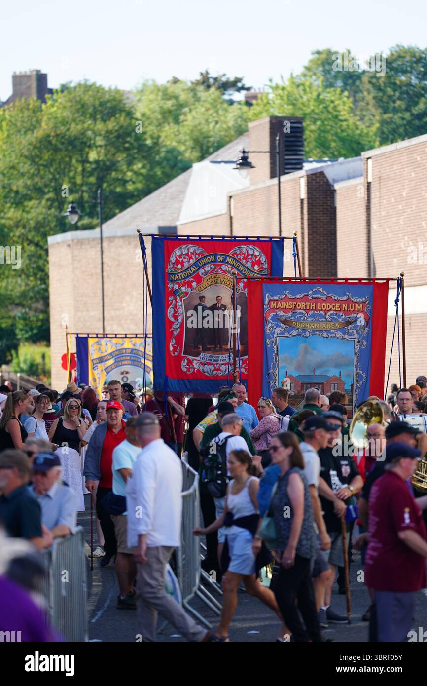 Durham, United Kingdom, 12th. July, 2025. Traditional mining banners ...