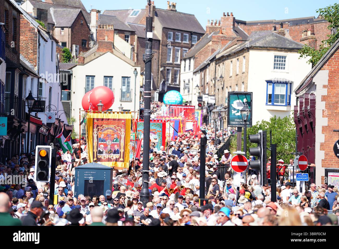 Durham, United Kingdom, 12th. July, 2025. Traditional mining banners ...