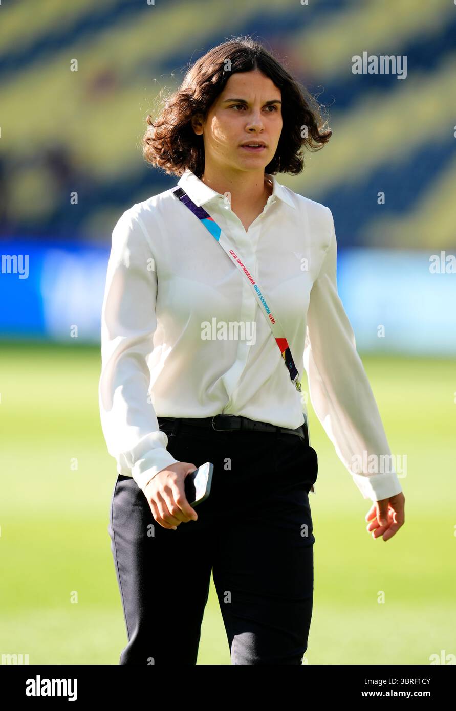 Italy's Eva Schatzer inspects the pitch before the UEFA Women's Euro ...