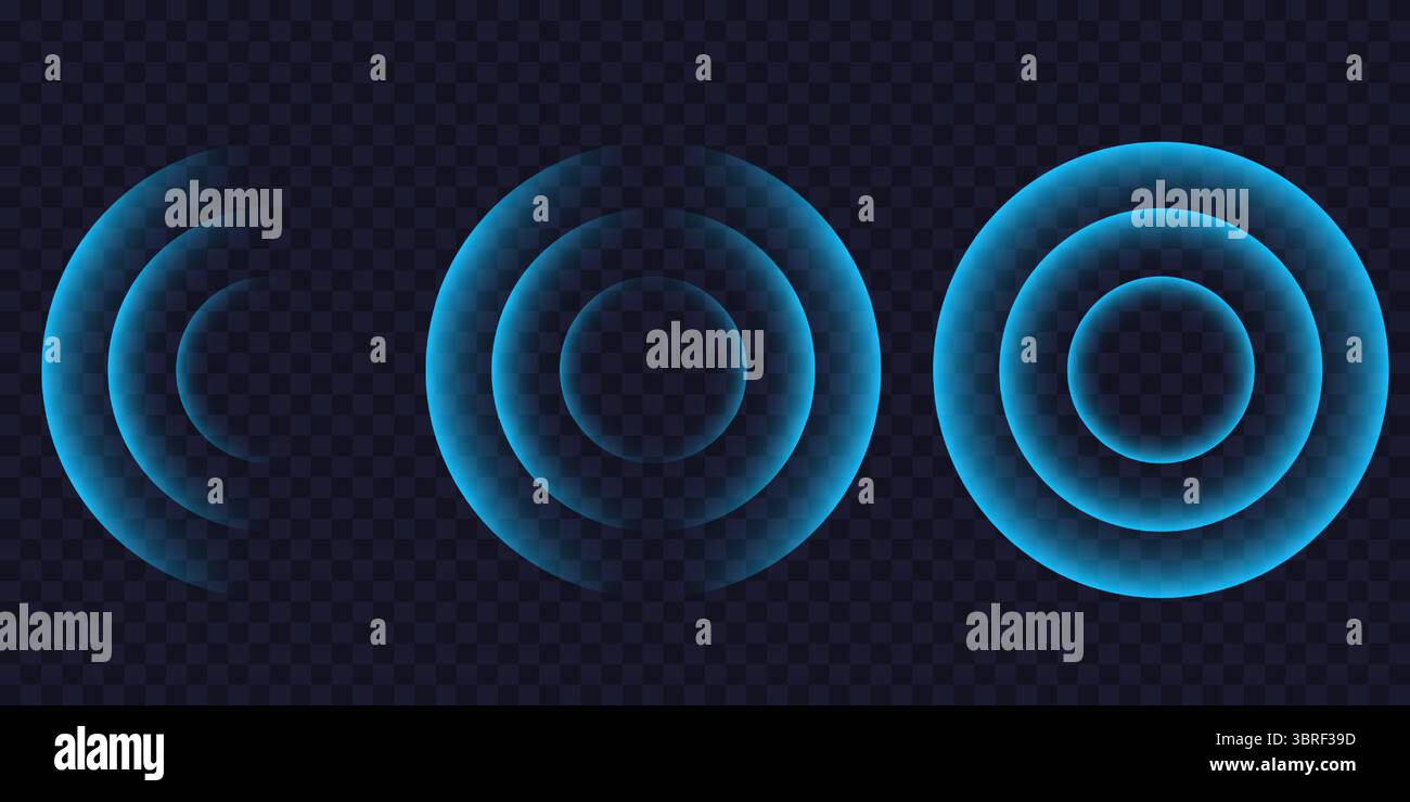 Sound wave. Signal concentric circle. Round light effect. Wifi range ...