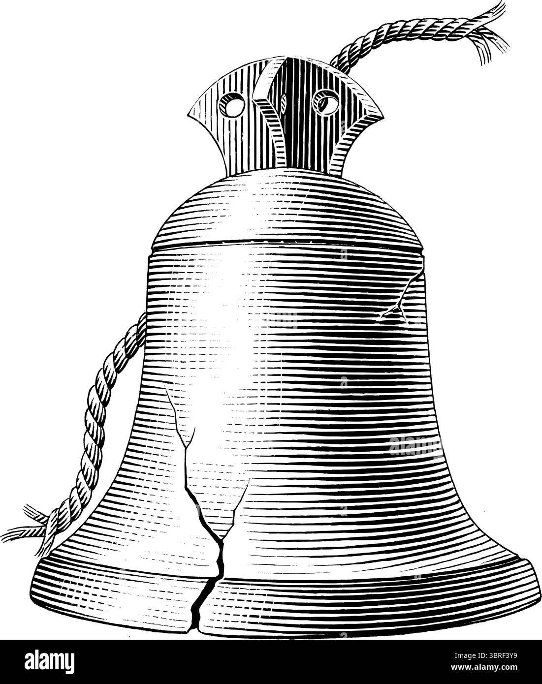 Vintage Bell hand draw engraving style black and white clip art Stock ...