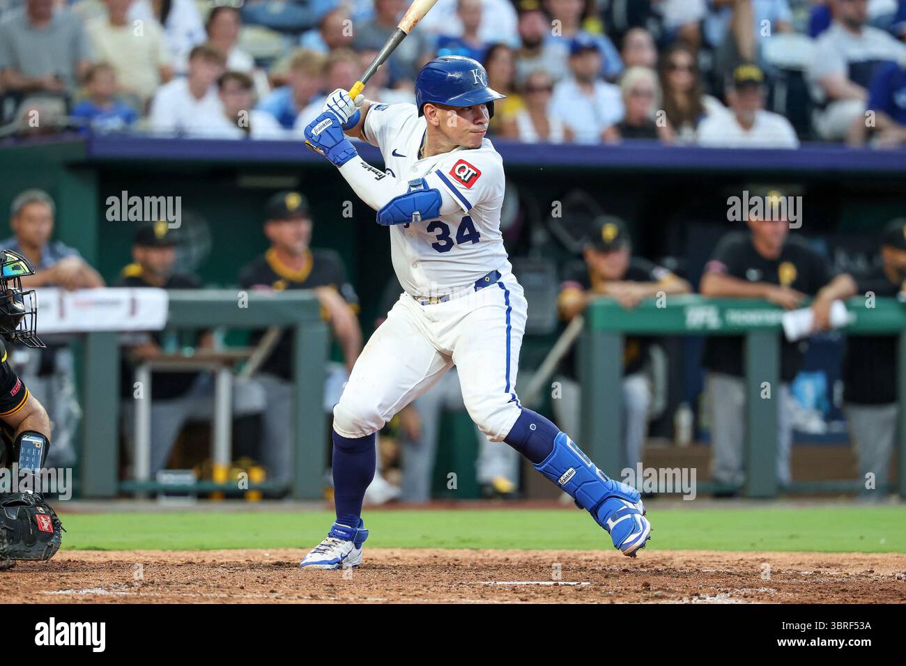 July 9, 2025: Kansas City Royals catcher Freddy Fermin (34) bats ...
