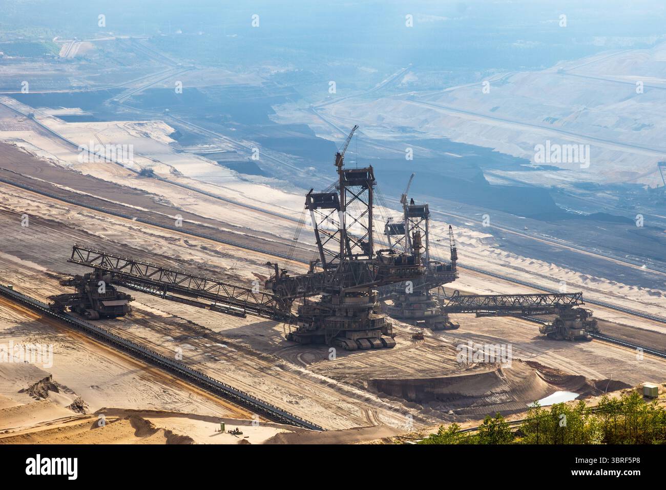 Bucket-wheel excavator mining lignite (brown coal) in an open-pit mine ...