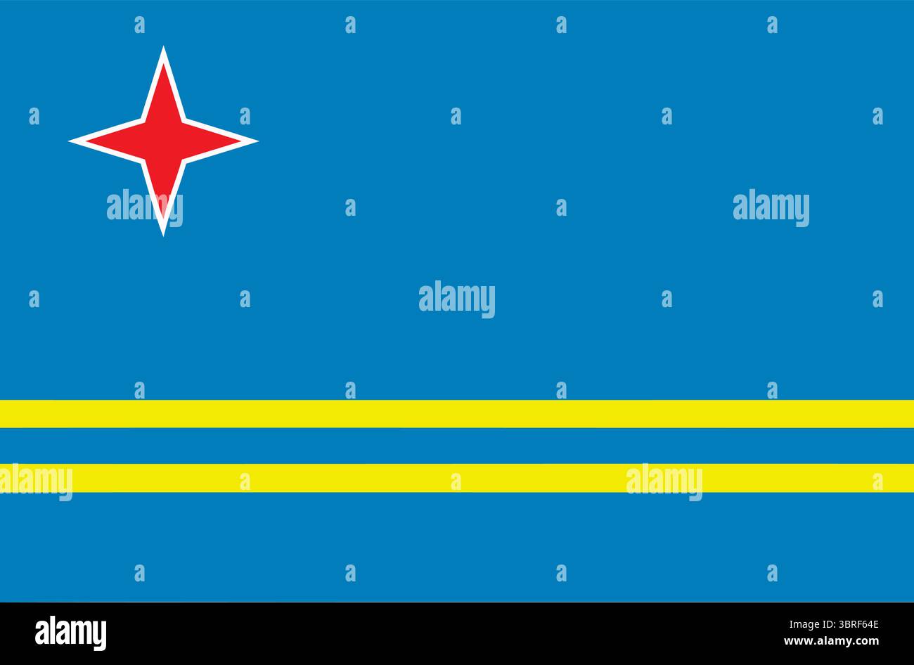 Flag of Aruba – official national flag with light blue field, two ...