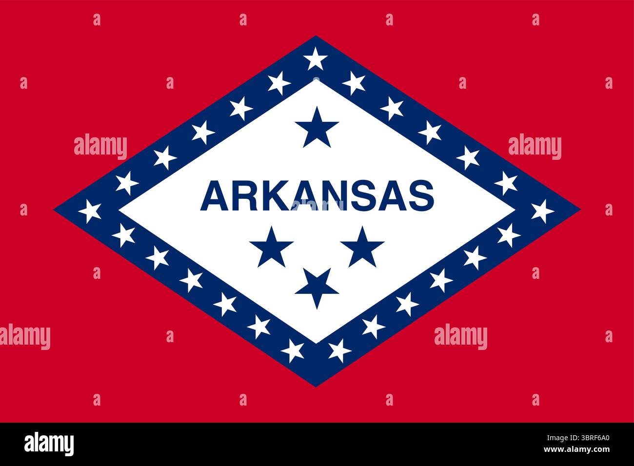 Flag of Arkansas, USA – official state flag with red border, white ...