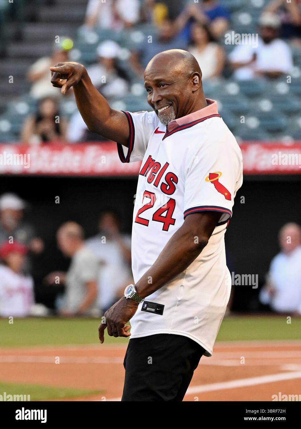 ANAHEIM, CA - JULY 10: Former California Angels outfielder Gary Pettis ...