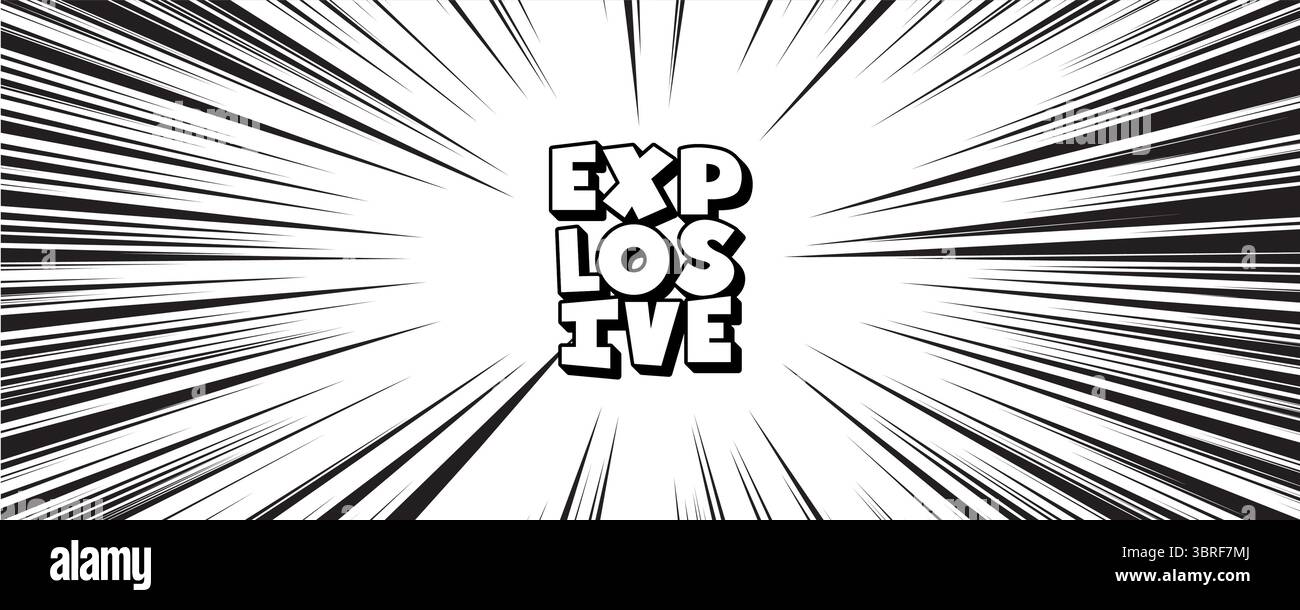 Explosive Comic Text With Speed Lines Burst In Manga Style, Perfect For ...