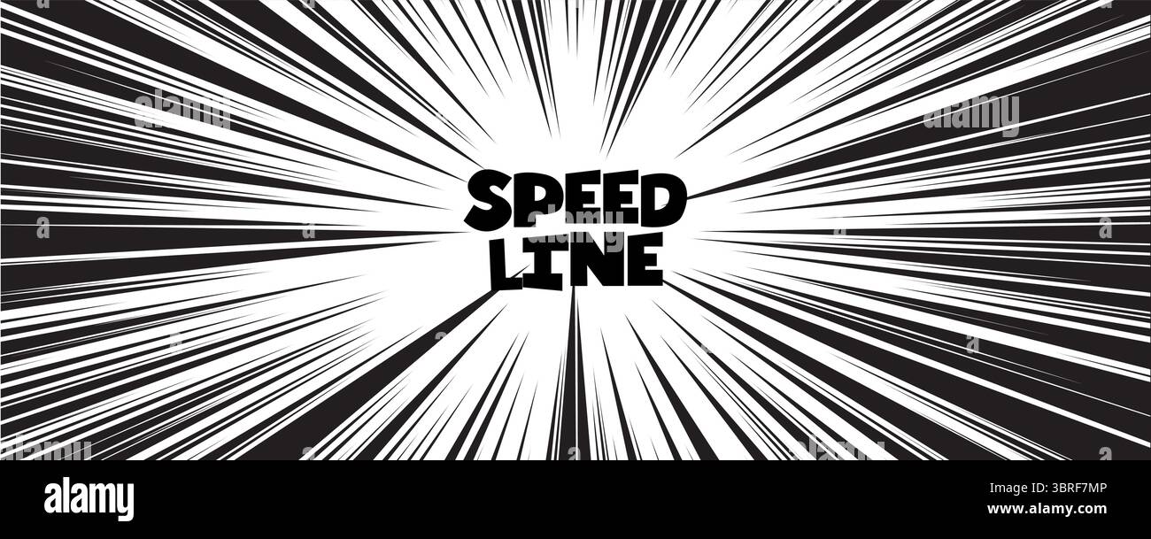 Speed Line Comic Text With Radial Motion Effect In Black And White ...