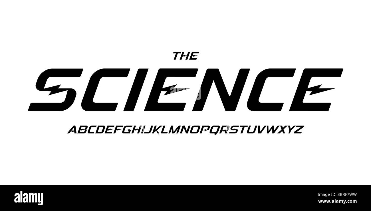 Science technology font, futuristic alphabet for scientific headline ...