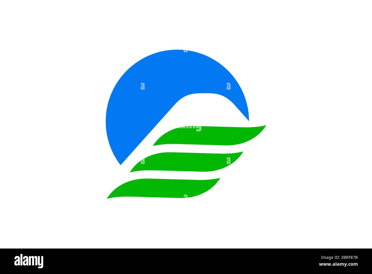 Flag of Mitoyo, Kagawa – white field with stylized green “Mi” emblem ...