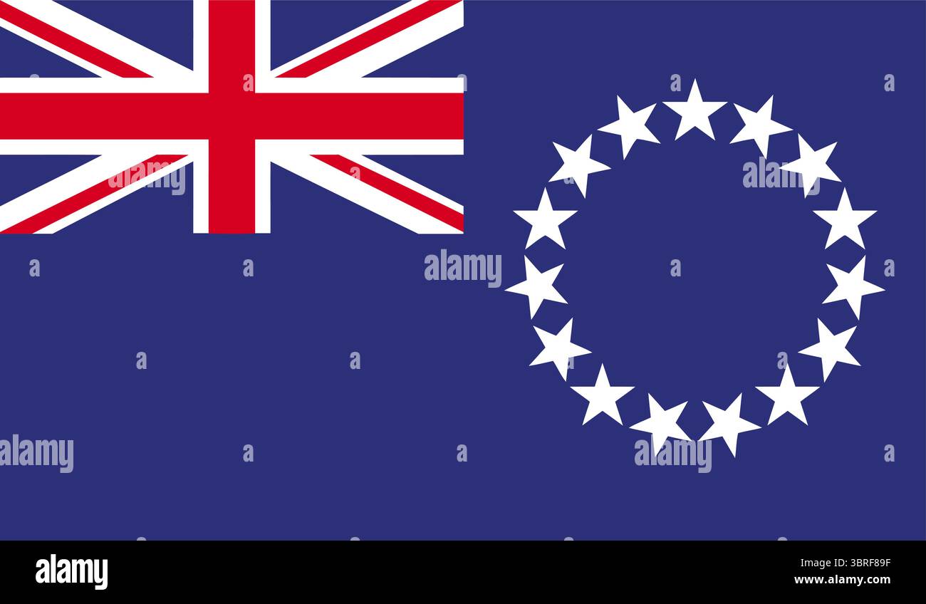 Flag of the Cook Islands – National flag with blue field, Union Jack in ...