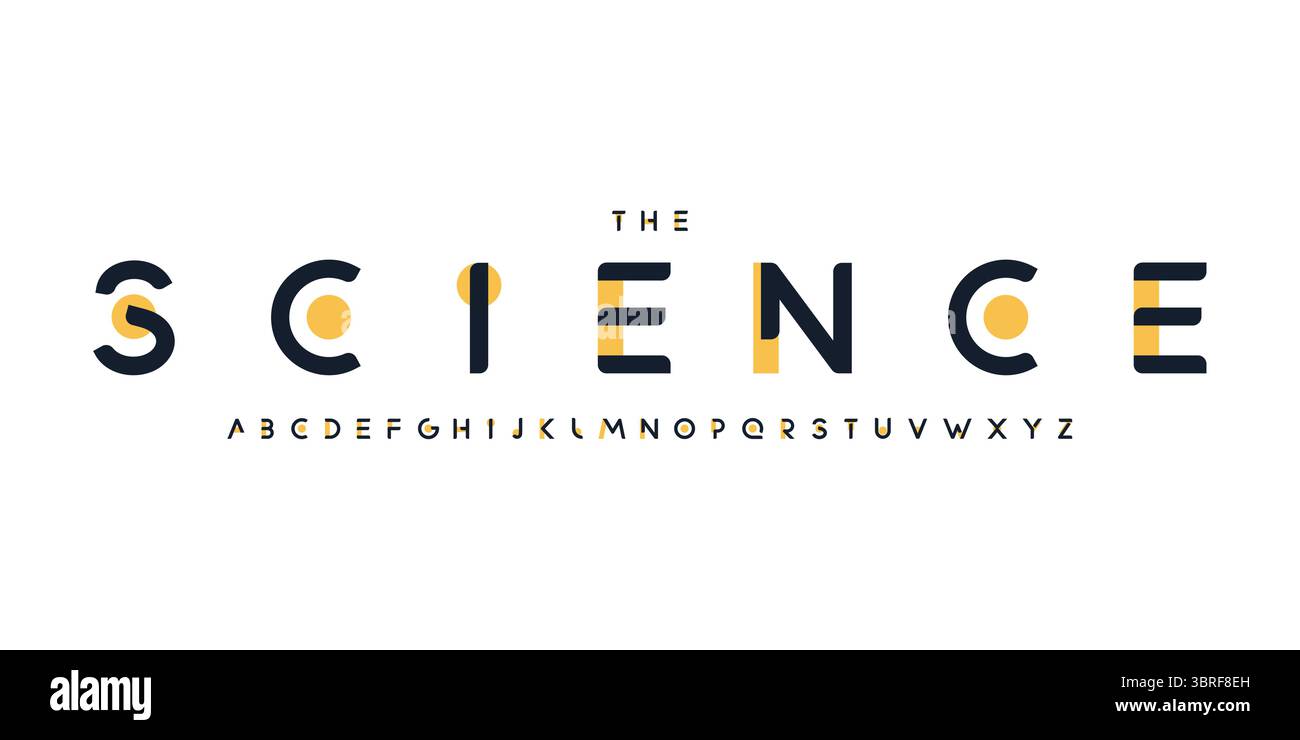 Science technology font, futuristic alphabet for scientific headline ...