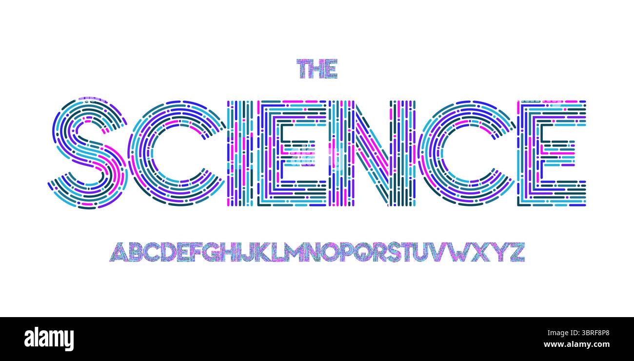 Science technology font, futuristic alphabet for scientific headline ...