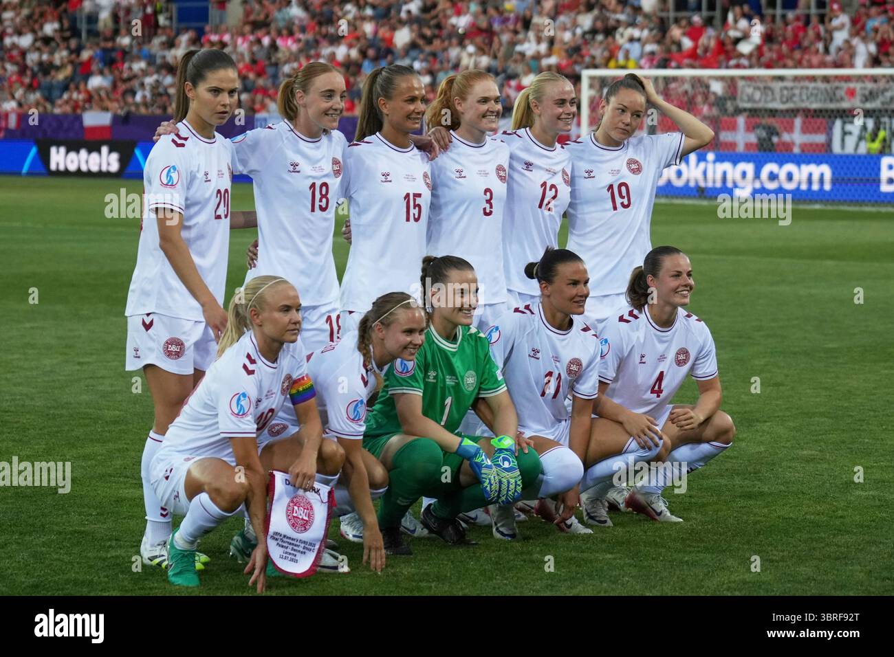 Denmark starting players pose for a team photo at the beginning of the ...